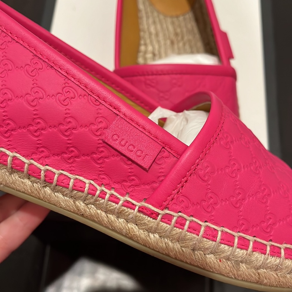 Hot Pink Gucci Microguccissima Leather Espadrille Fla… - Gem